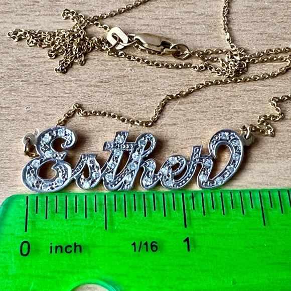 Jewelry | Vintage Solid 14k Yellow Gold Diamonds Esther Name Plate ...